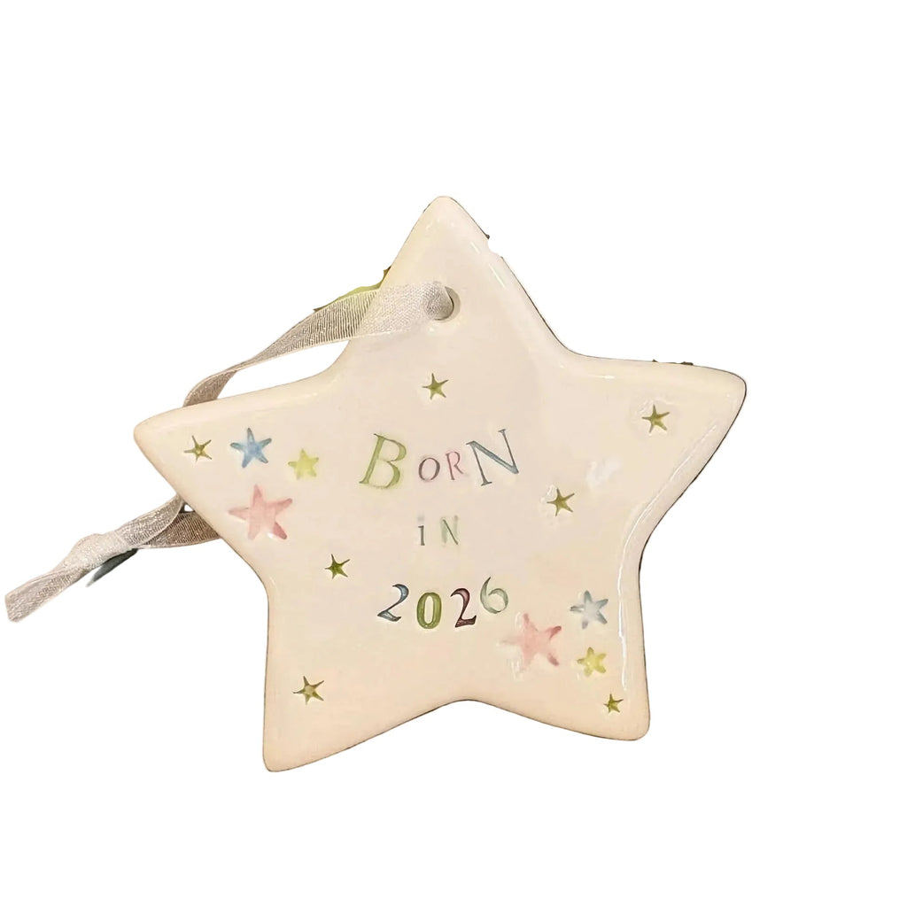 Born in 2026 Ceramic Star with Hanging Ribbon | Mystical and Magical